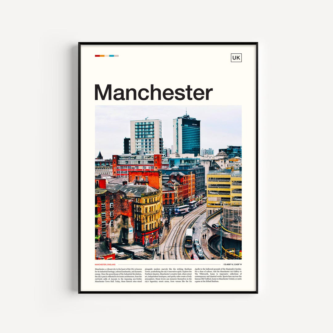 Manchester Print, Manchester Poster, Manchester Wall Art, Manchester ...
