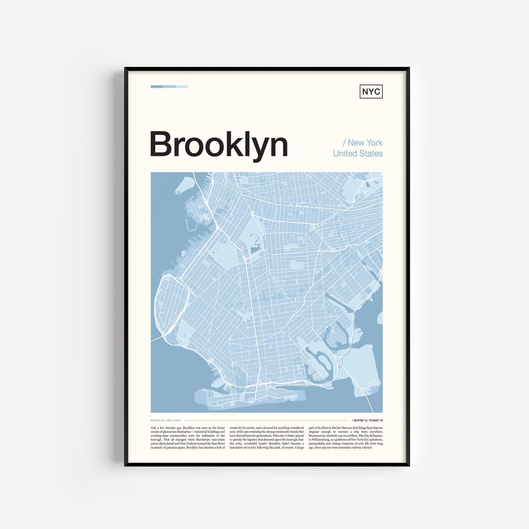 Brooklyn Map Print, Brooklyn Poster, Brooklyn Artwork, Brooklyn Art ...