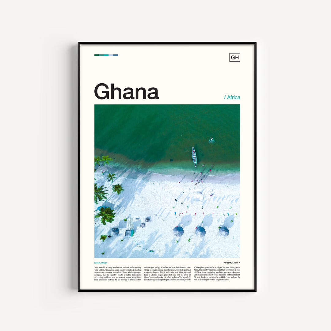 Ghana Poster, Africa Travel Art Print With Scenic Photography, Wall ...