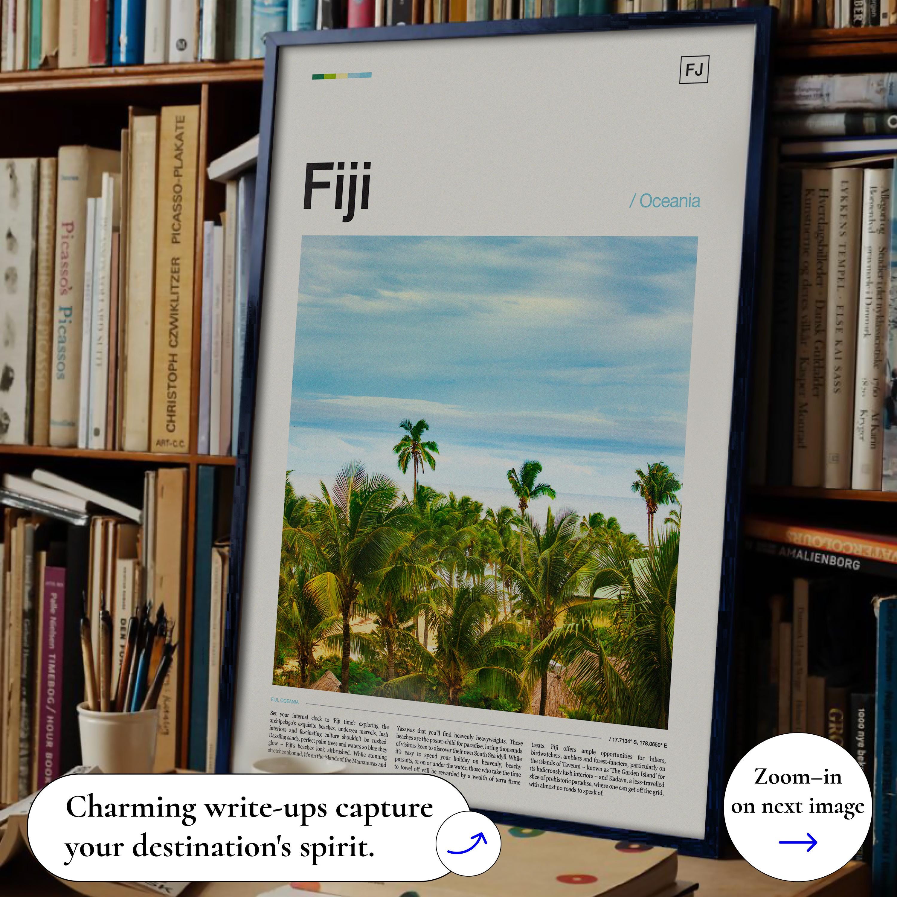 Fiji Print, Fiji Poster, Fiji Wall Art, Fiji Art Print, Fiji Artwork ...