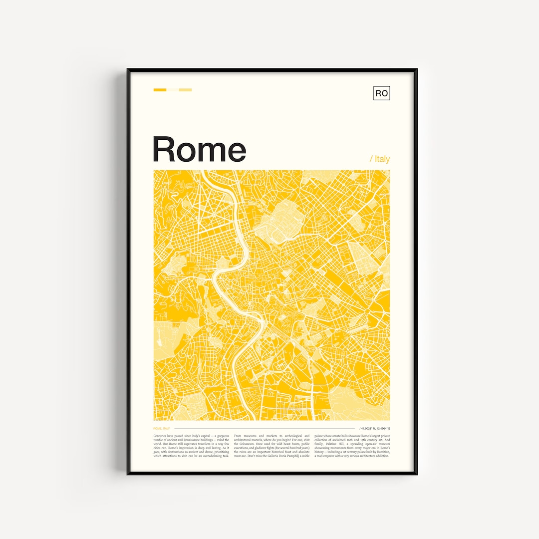Rome Map Print, Rome Map, Rome Poster, Rome Print, Rome Wall Art, Map ...