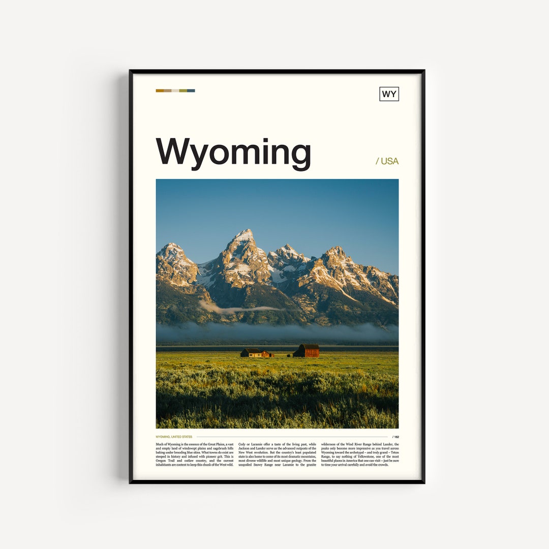 Wyoming Print, Wyoming Wall Art, Wyoming Art Print, Wyoming Poster ...