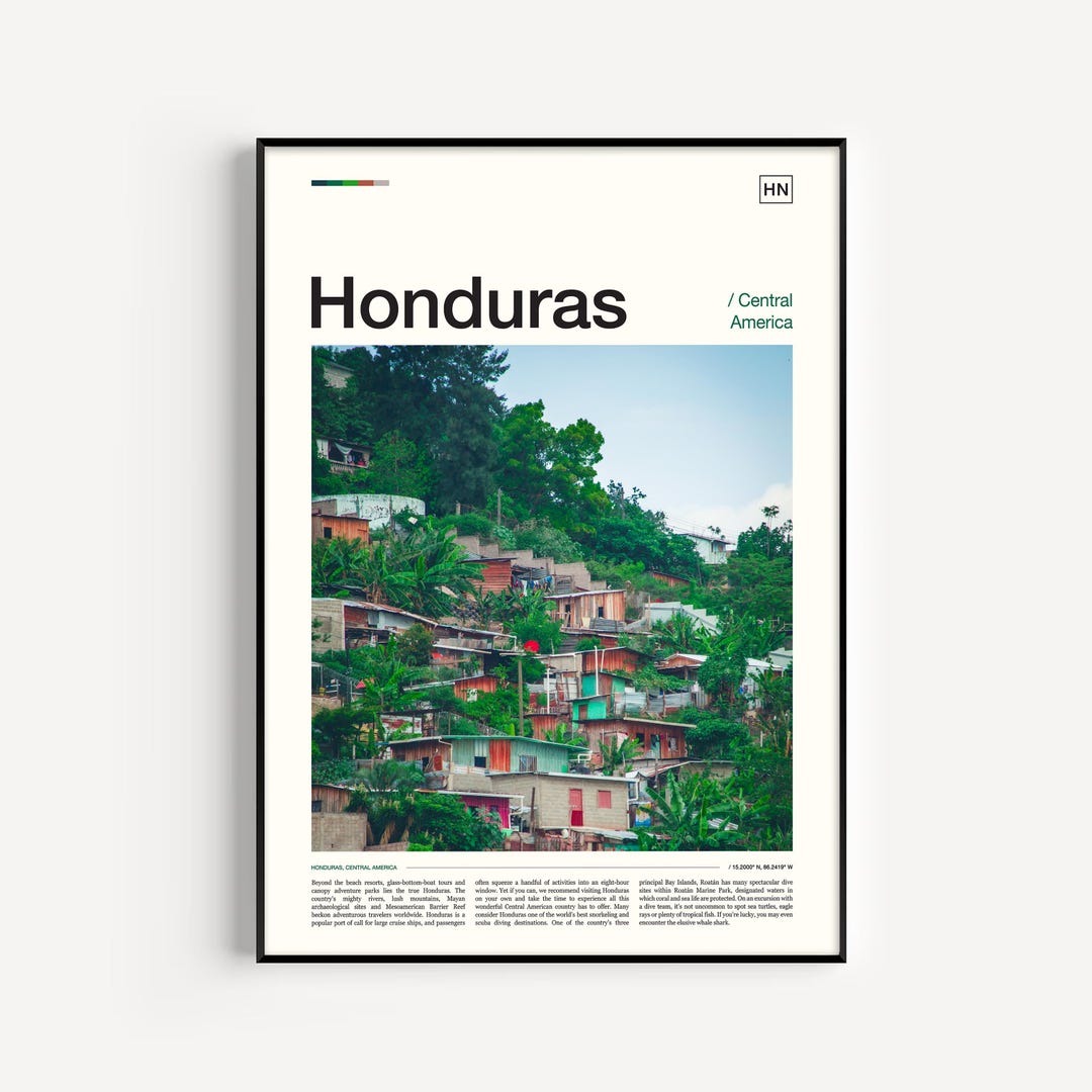 Honduras Print, Honduras Poster, Honduras Wall Art, Honduras Art Print ...