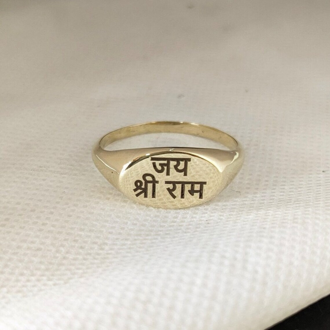Lord Ram Devotional Ring, Unisex Gold Plated Signet, Hindu Scripture ...