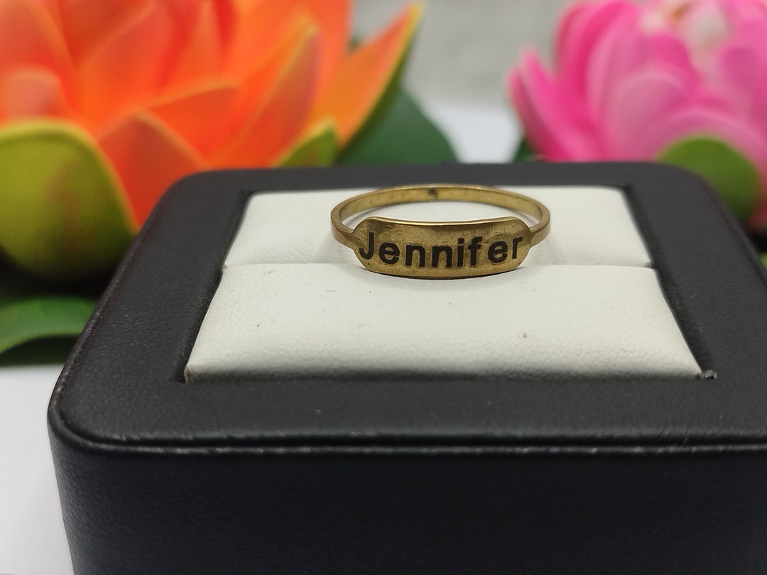 Personalized Engraved Name Ring: Dainty Stackable Ring - Etsy