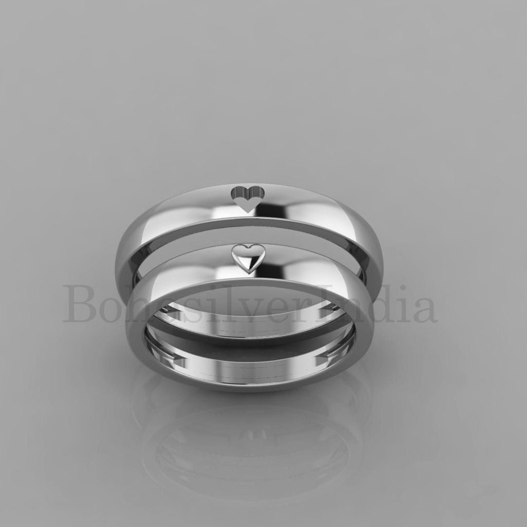 Heart Matching Rings Couples Rings Set Sterling Silver - Etsy
