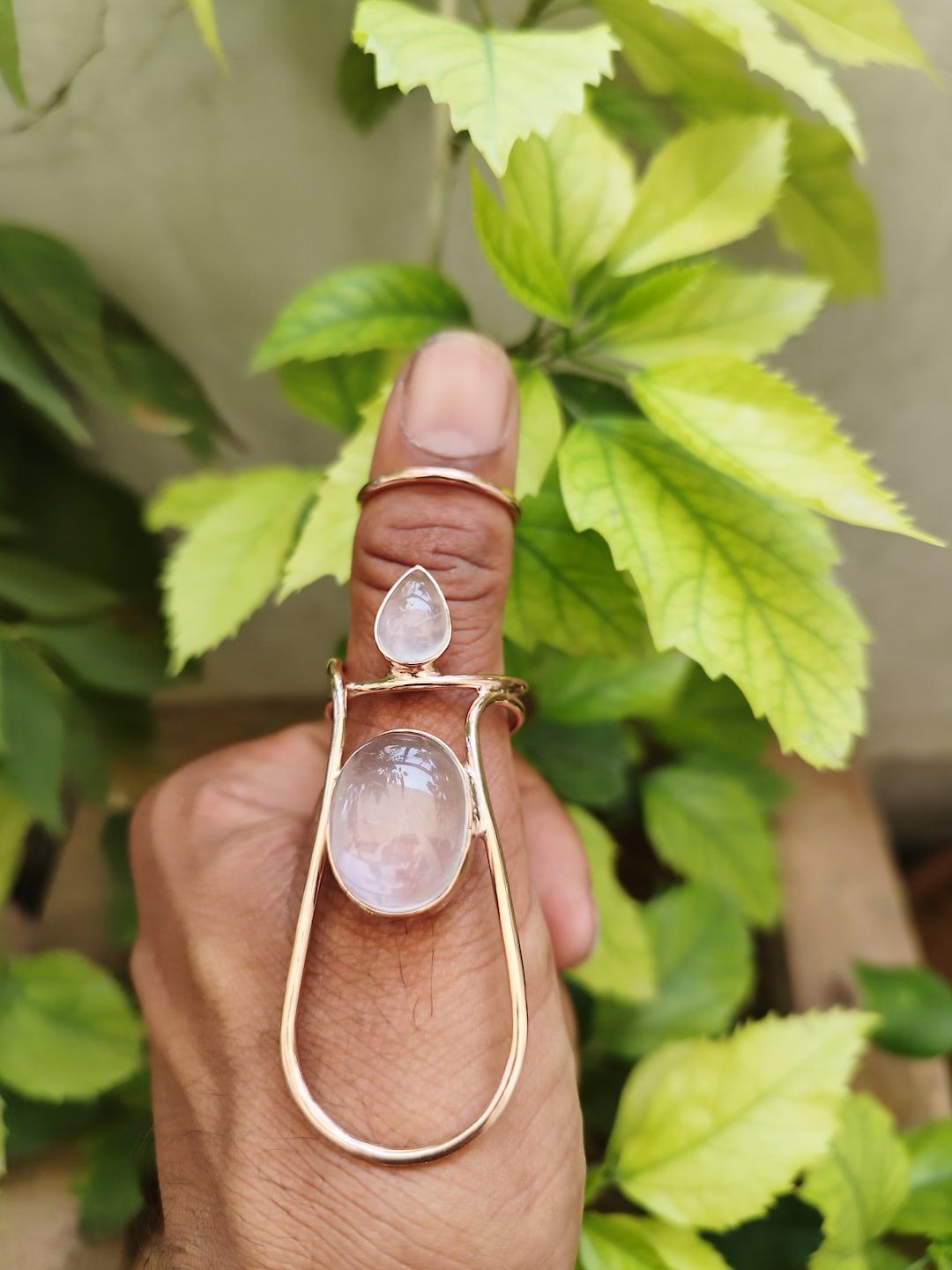 Rose Quartz MCP Splint Ring: Adjustable German Silver Arthritis Joint ...