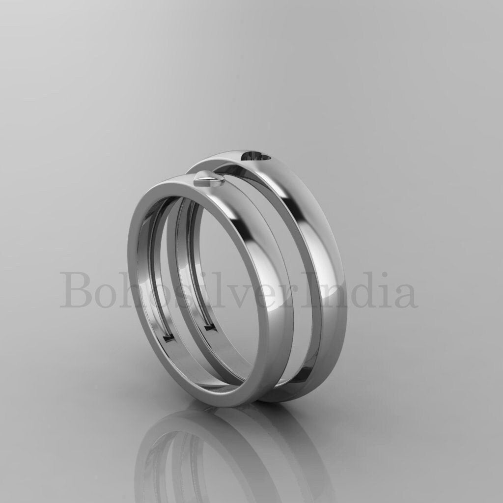 Heart Matching Rings Couples Rings Set Sterling Silver - Etsy