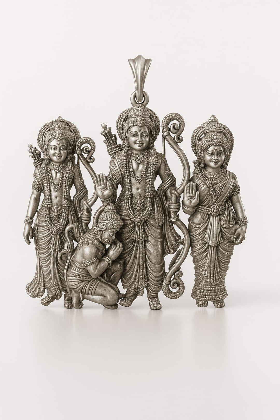 Handmade Sterling Silver Rama Darbar Pendant: Hindu God Rama, Laxman ...