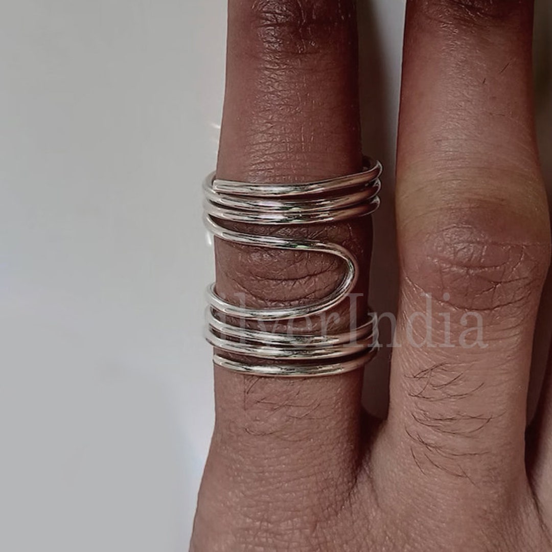 925 Sterling Silver, Designer Ring (both Rings), Splint Knuckle Ring ...