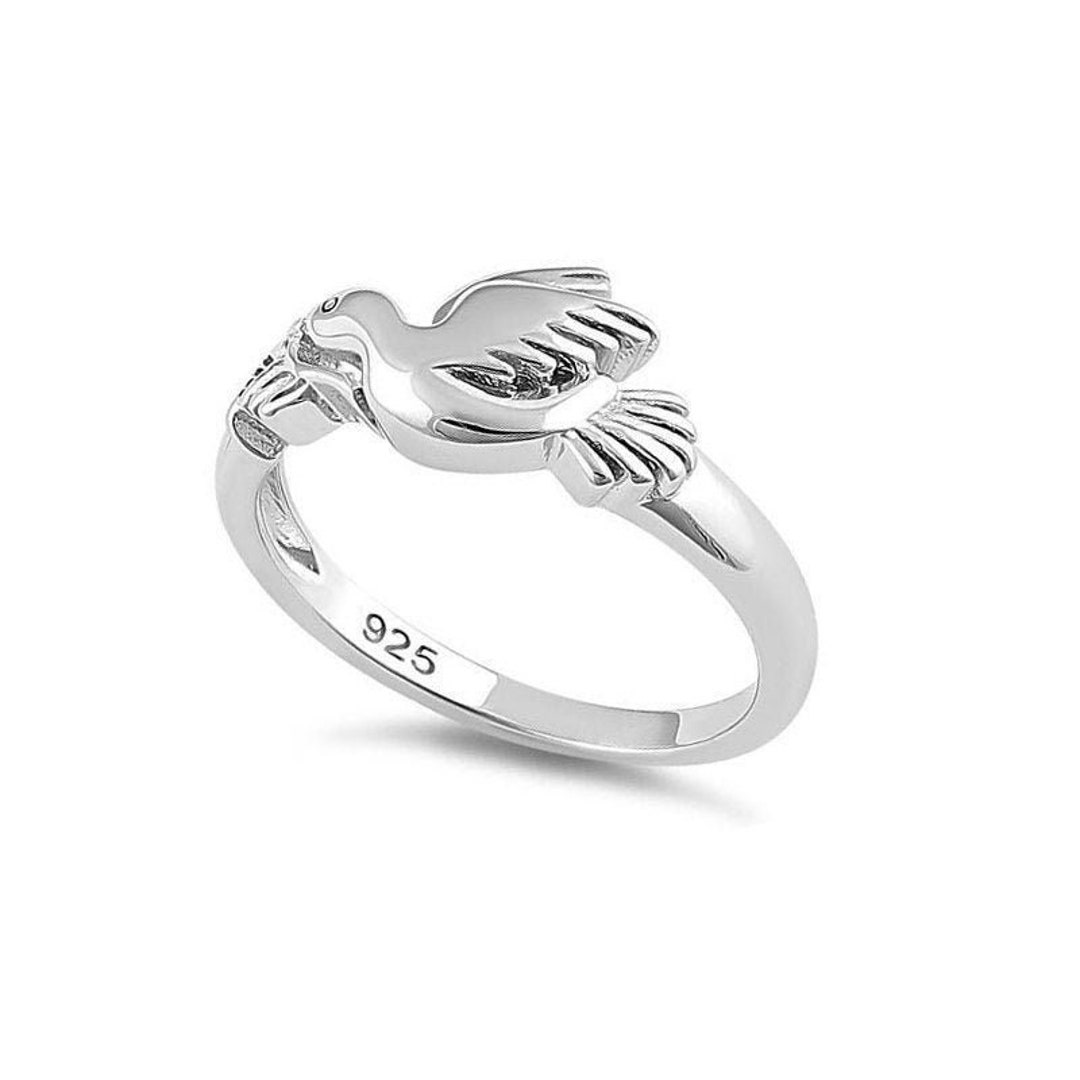 Nightingale Ring, Sterling Silver, Landed Sparrow Chickadee Flying ...