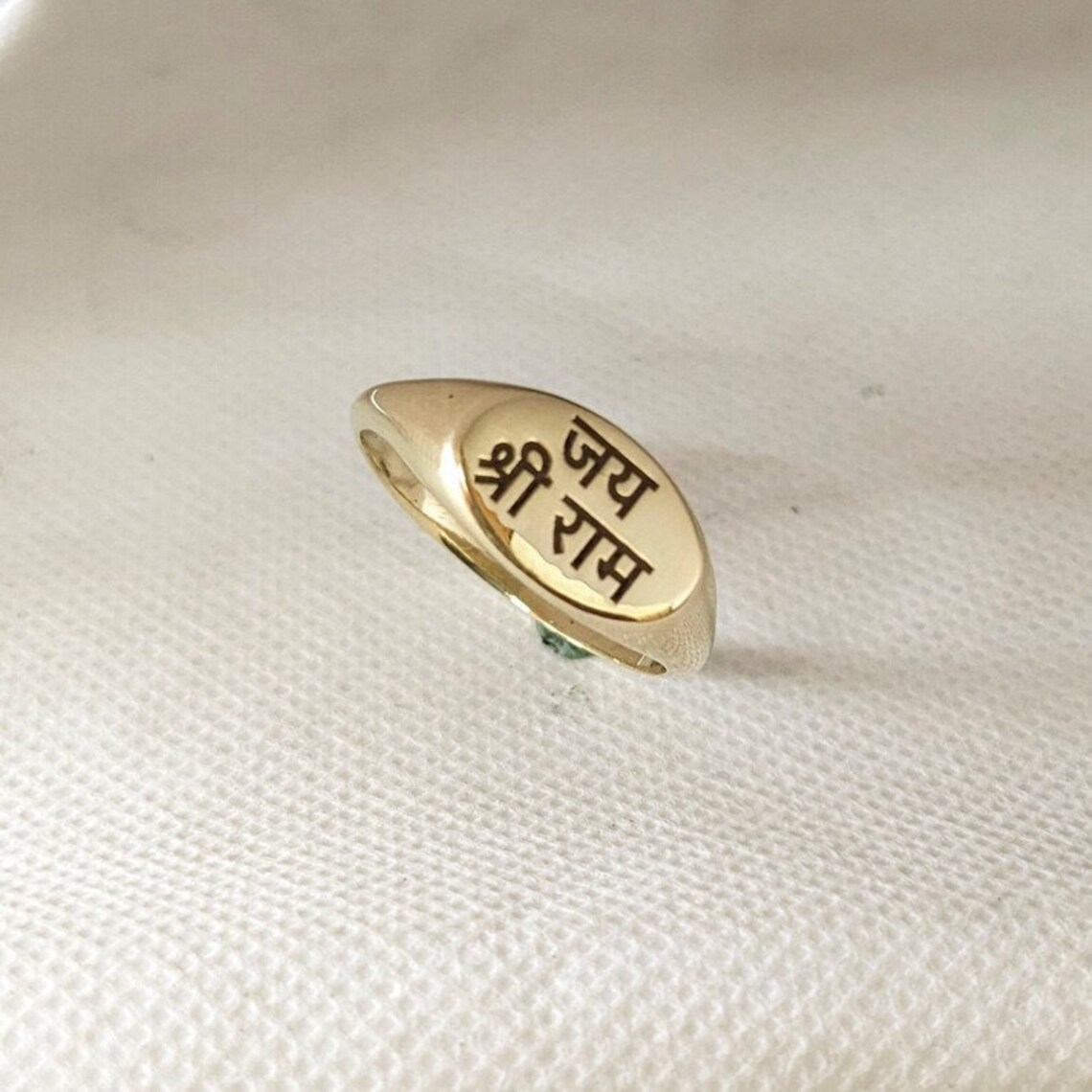 Lord Ram Devotional Ring, Unisex Gold Plated Signet, Hindu Scripture ...