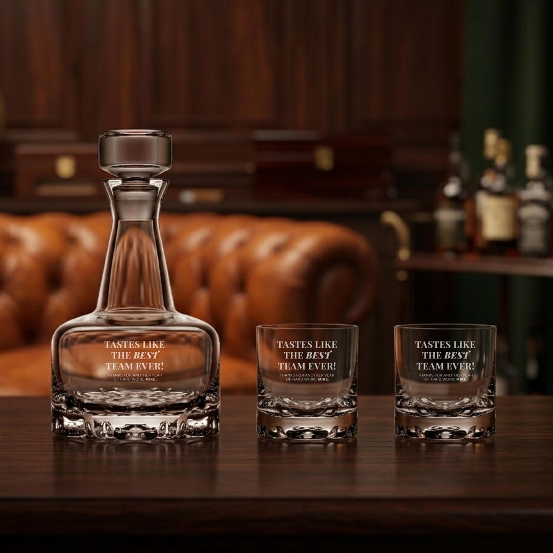 Engraved Crystal Whiskey Glass Set, Handcrafted in Sweden, Best Team ...