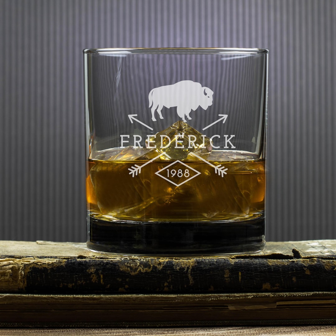 Buffalo Whiskey Glass | Custom Name With Buffalo & Arrows | Adventure ...