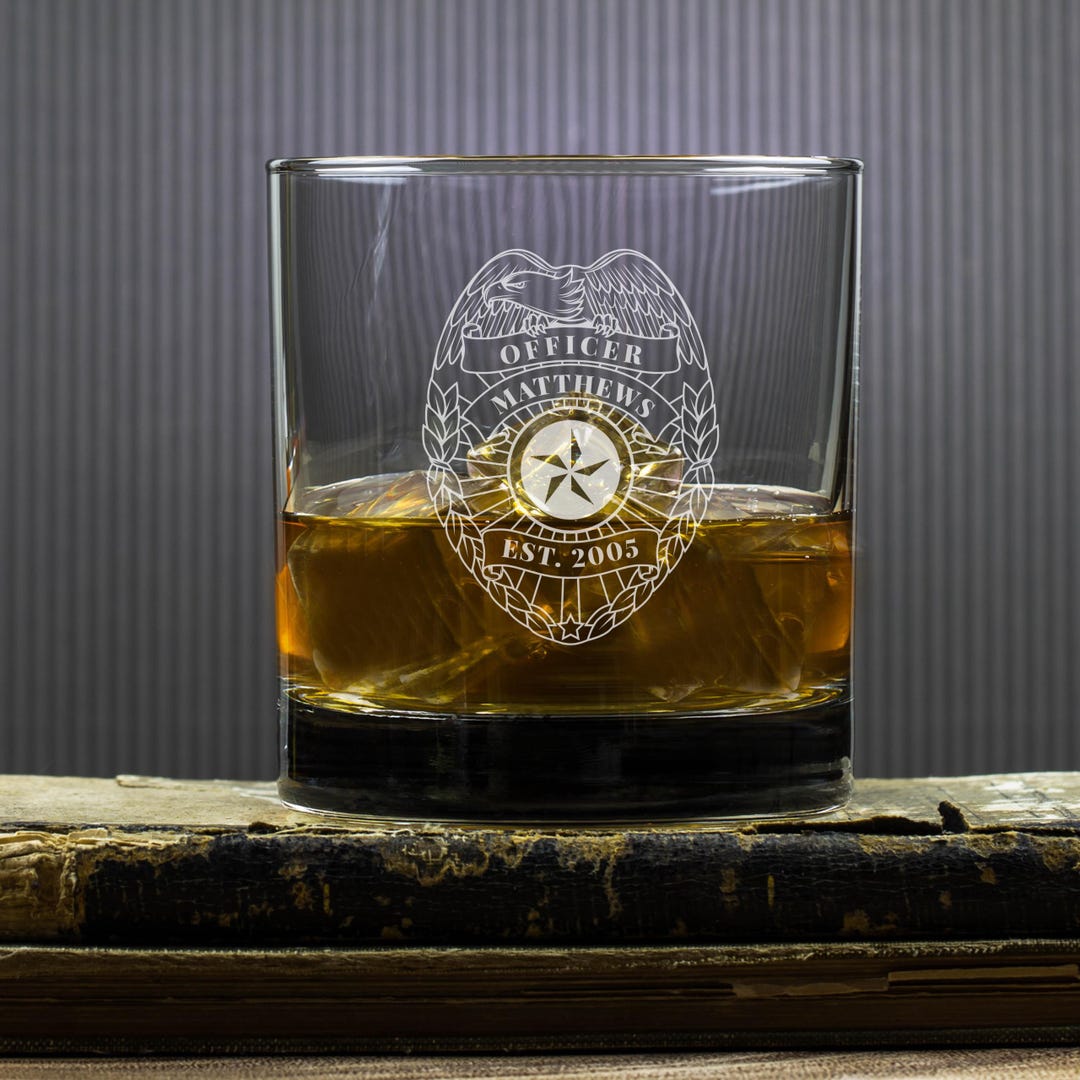 Police Officer Whiskey Glass | Custom Badge Glass | Law Enforcement ...