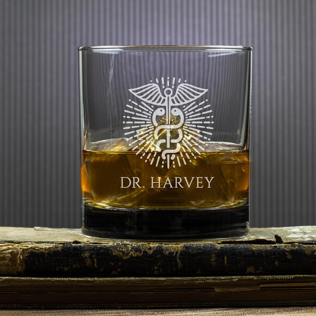 MD Whiskey Glass | Custom Engraved Doctor Glass With MD Logo | Gift for ...