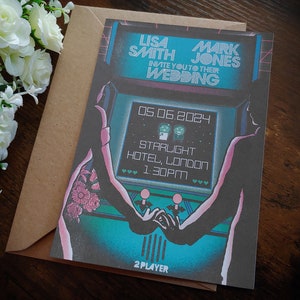 Personalised 80's Retro Arcade, Video Game Wedding Invite, Invitation ...
