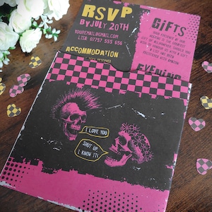 Personalised Punk Rock Album Record Inspired Wedding Invite, Invitation ...