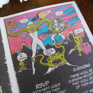Personalised Folding Sci-fi Fantasy Horror Comic Book Wedding Invite ...