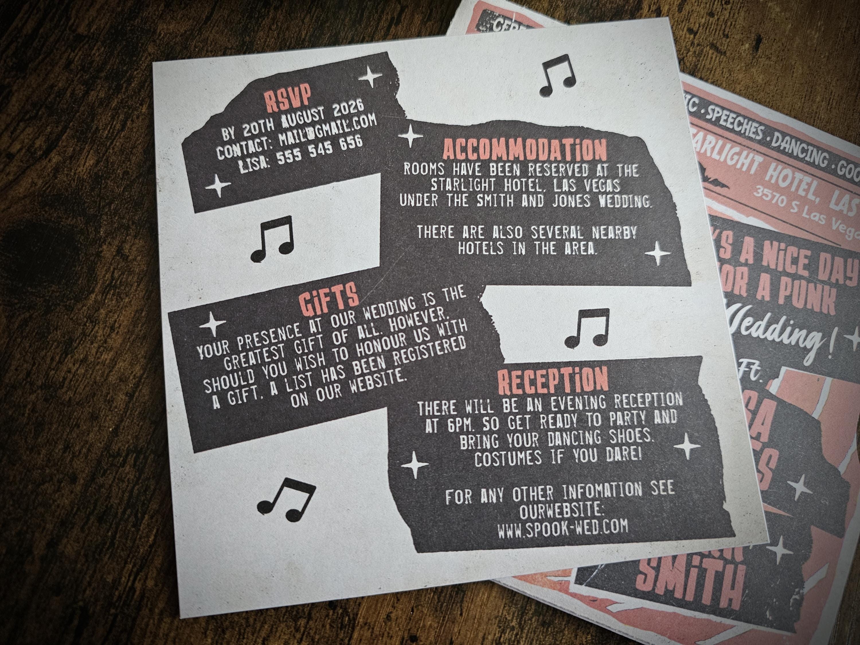 Punk Rock Album Wedding Invitation: Halloween Skull Design - Etsy