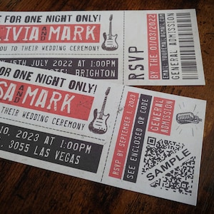 Personalised Rock Concert, Gig Ticket Wedding Invite, Invitations, Save ...