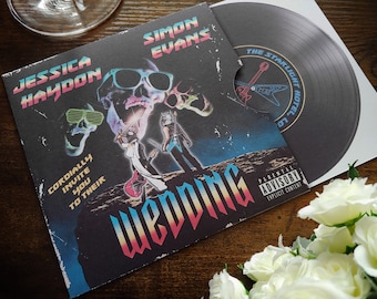 Personalised Punk Rock Album Record Inspired Wedding Invite, Invitation ...