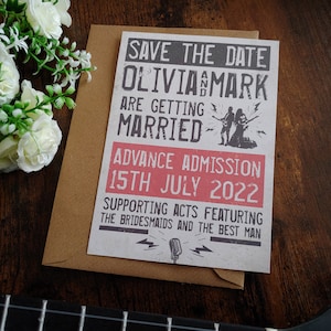 Personalised Rock Concert, Gig Ticket Wedding Invite, Invitations, Save ...