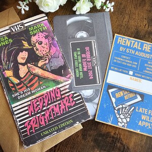 Personalised 80's Horror Movie Icon VHS Tape Inspired Wedding Invite ...