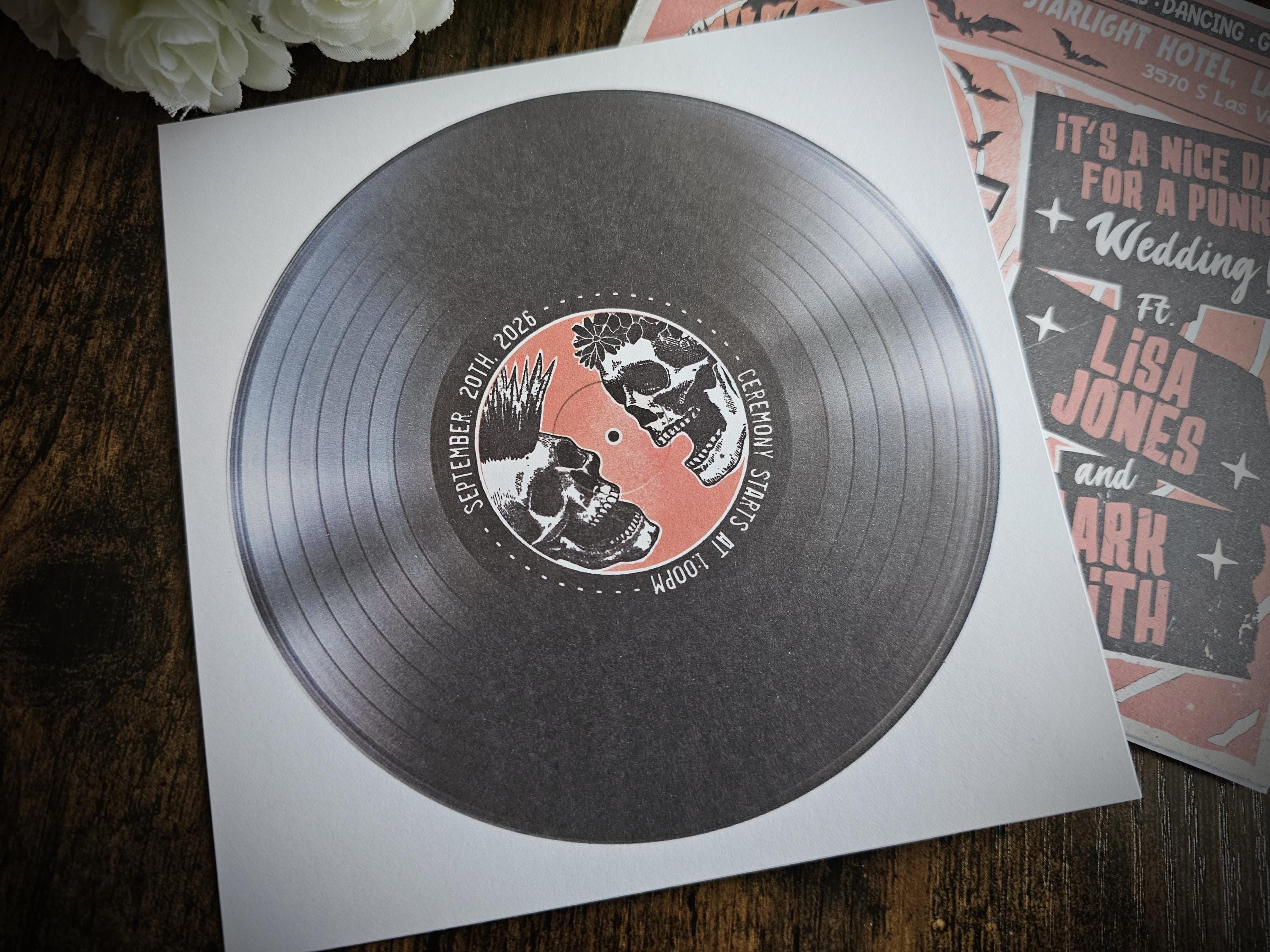 Punk Rock Album Wedding Invitation: Halloween Skull Design - Etsy
