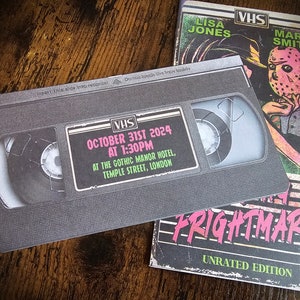 Personalised 80's Horror Movie Icon VHS Tape Inspired Wedding Invite ...