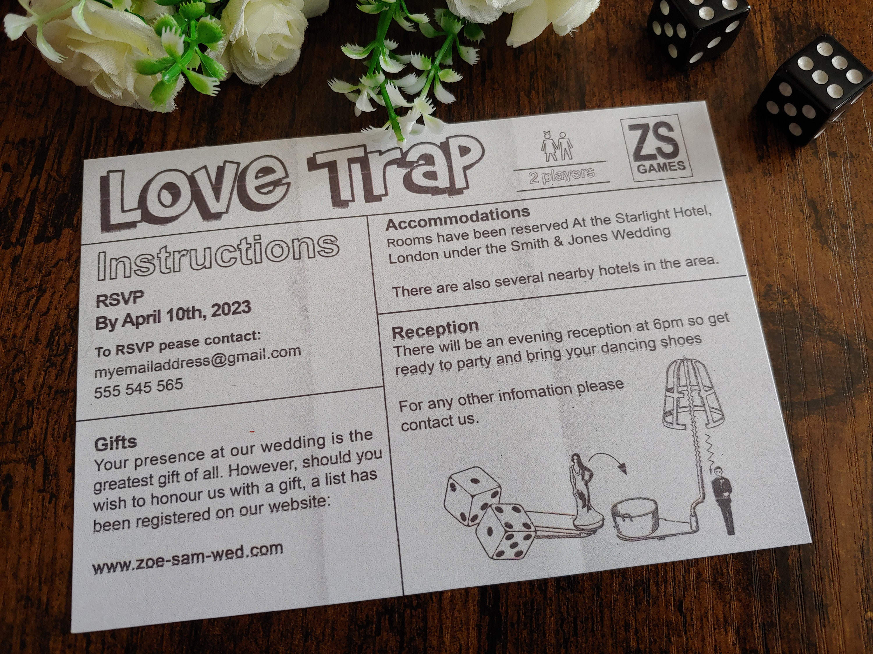 Personalised Retro Board Game Wedding Invite, Invitation, RSVP ...