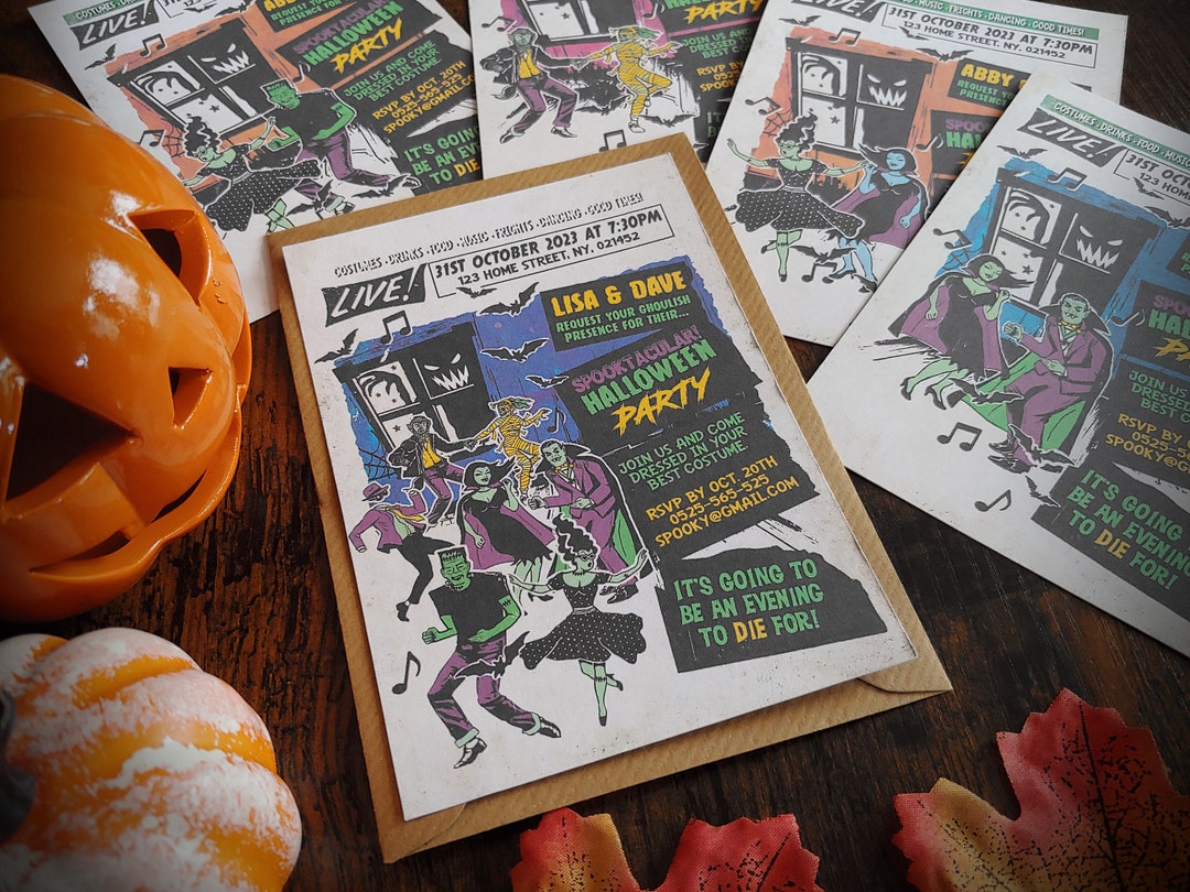 Personalised Spooky Halloween Party Invite, Invitation With Envelopes ...