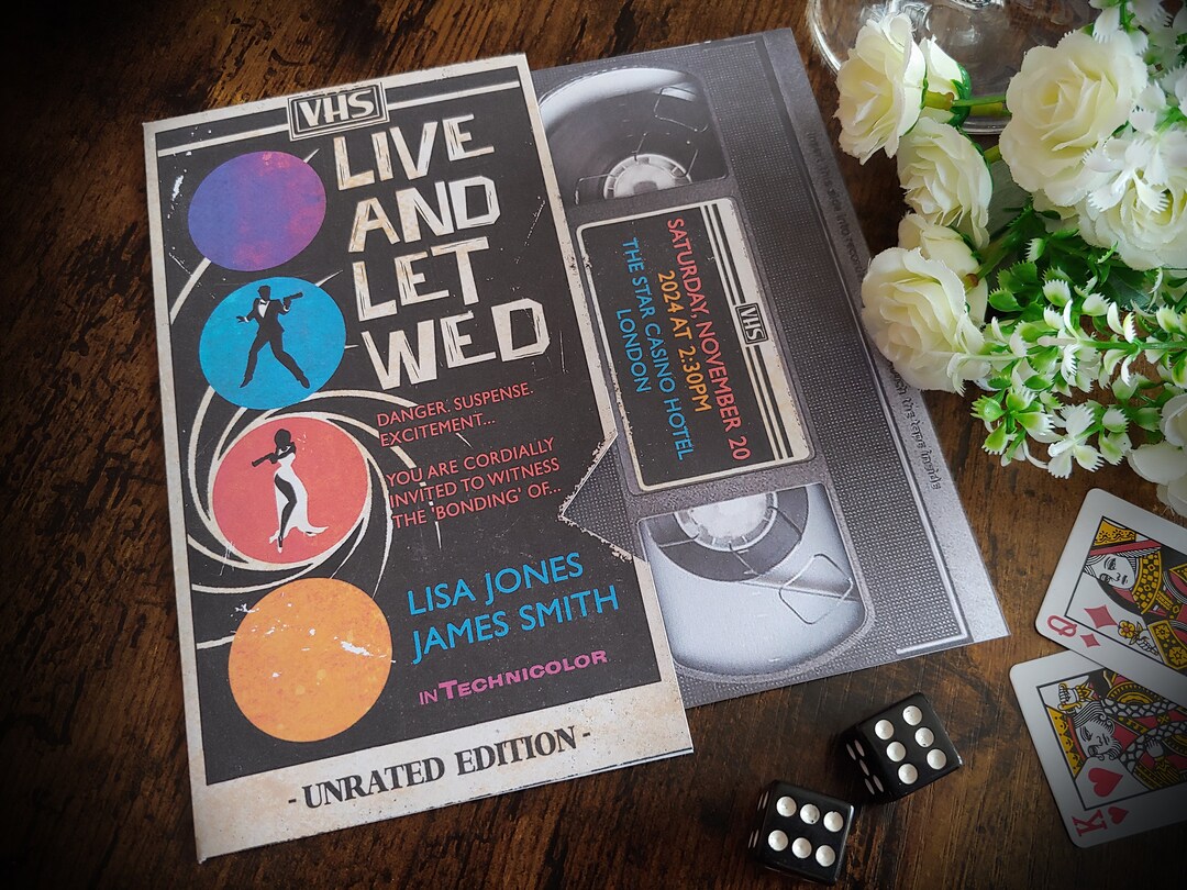 Personalised Retro 60's Spy VHS Tape Inspired Wedding Invite ...