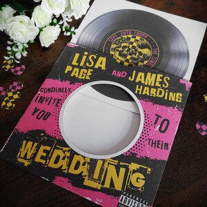Personalised Punk Rock Album Record Inspired Wedding Invite, Invitation ...