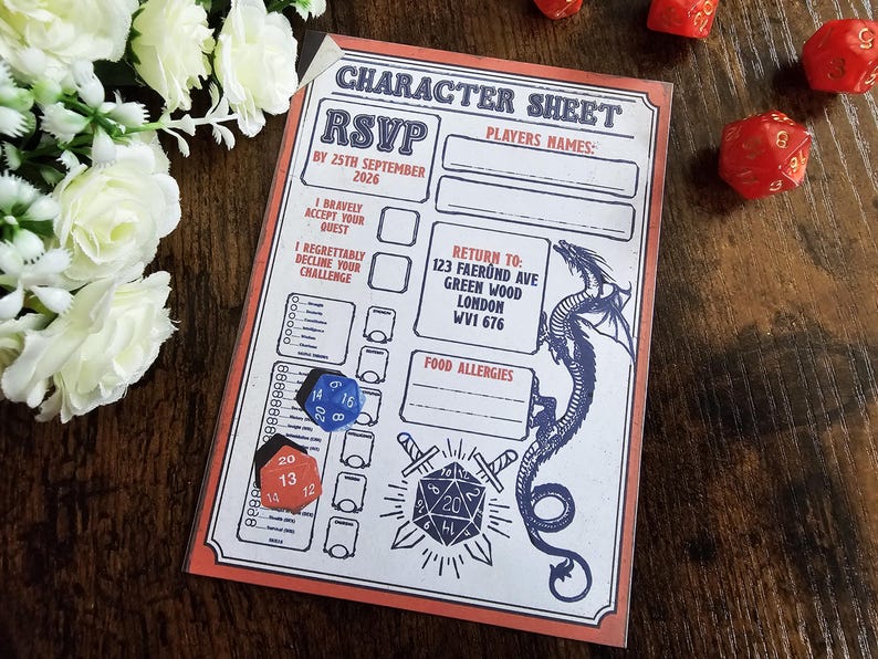 Personalised Dungeons and Dragons, Dnd Wedding Invitation With Guest ...
