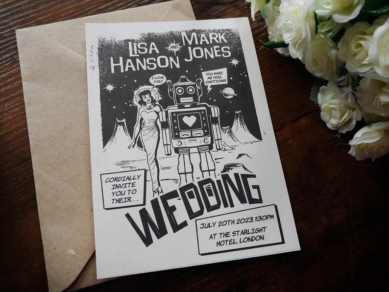 Retro Sci-fi Comic Book Wedding Invitation: Personalized Print - Etsy