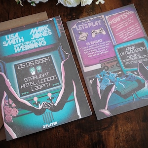 Personalised 80's Retro Arcade, Video Game Wedding Invite, Invitation ...
