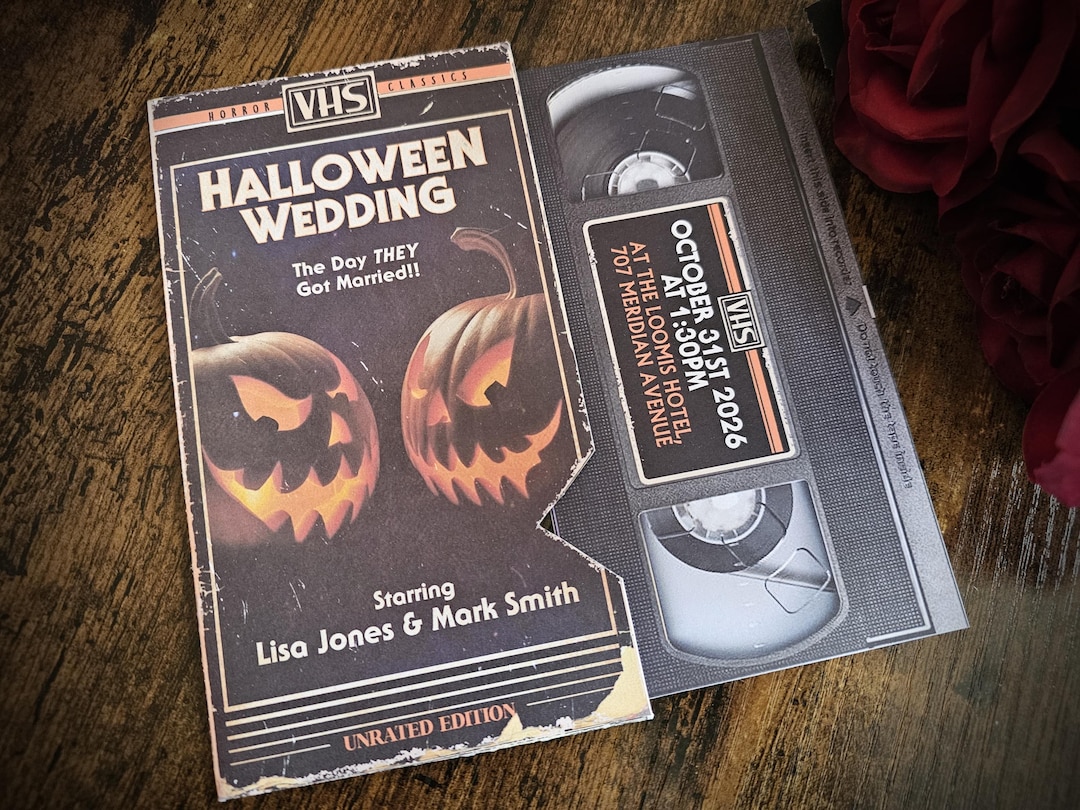 Retro Halloween Horror Movie VHS Slasher Wedding Invitation ...