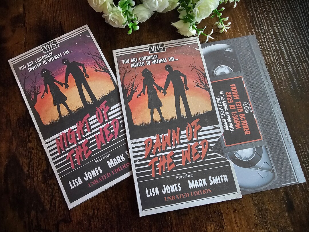 Personalised 80's Zombie Movie VHS Tape Inspired Wedding Invite ...