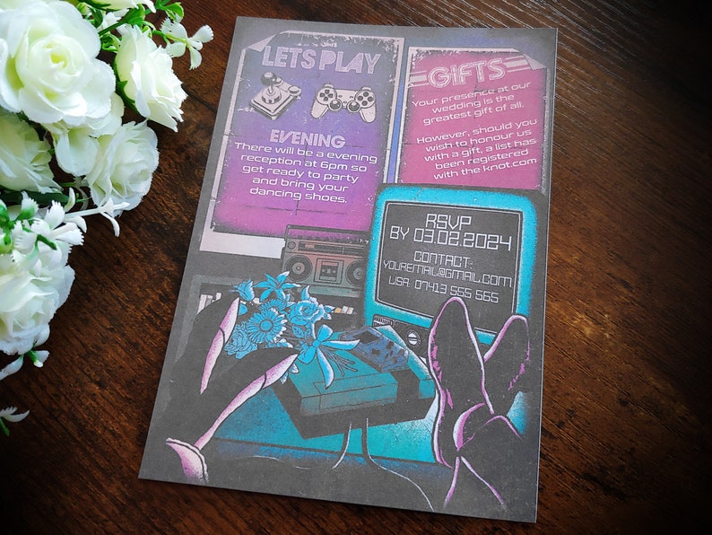 Personalised 80's Retro Arcade Video Game Wedding Invite - Etsy