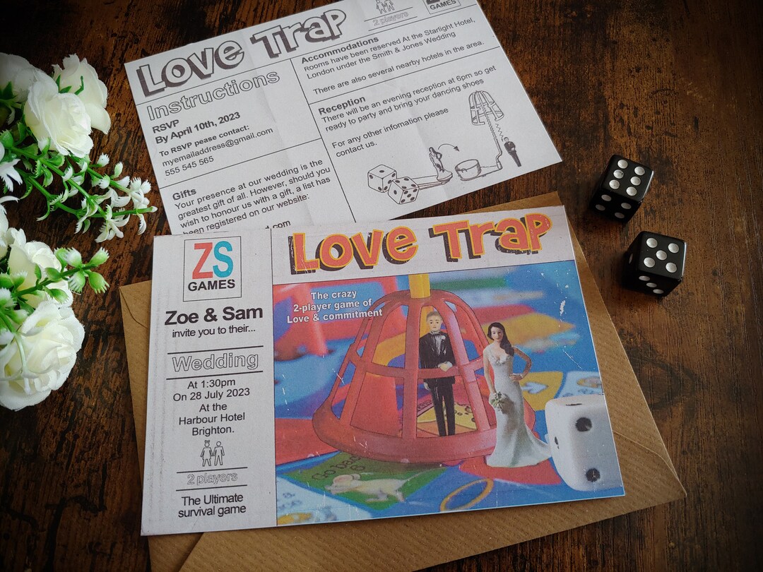 Personalised Retro Board Game Wedding Invite, Invitation, RSVP ...