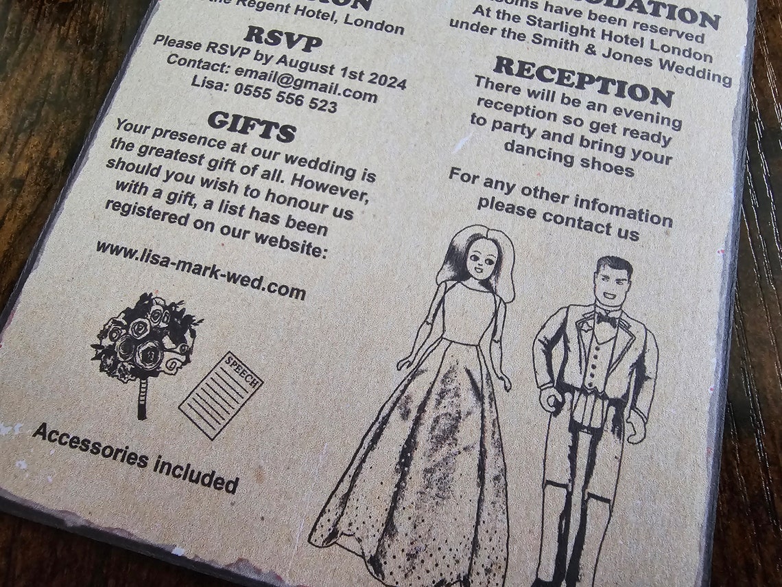 Personalised Action Figure Double Sided Wedding Invite, Invitations ...