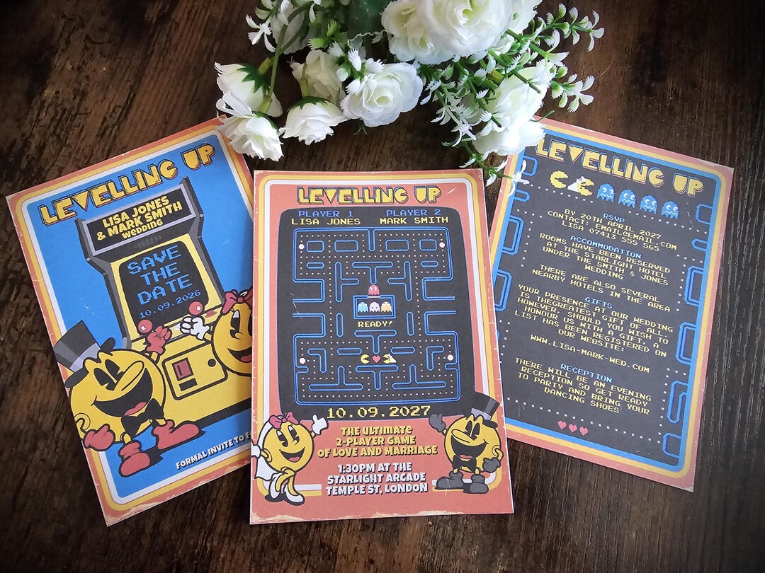 Personalised 80's Retro Arcade, Video Game Wedding Invite, Invitation ...