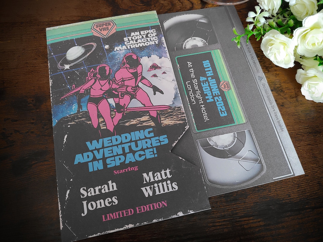 Personalised 80's Sci-fi Fantasy Movie VHS Tape Inspired Wedding Invite ...