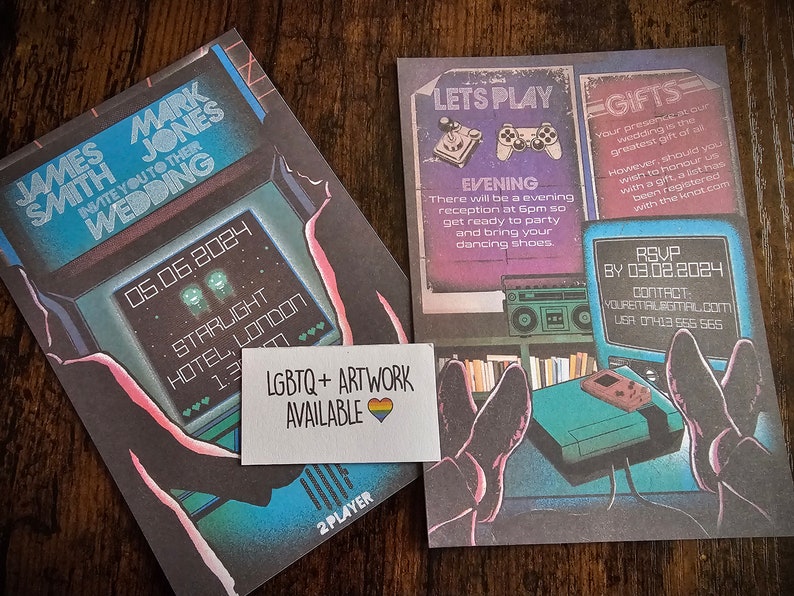 Personalised 80's Retro Arcade, Video Game Wedding Invite, Invitation ...