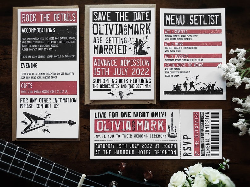 Personalised Rock Concert Gig Ticket Wedding Invite - Etsy