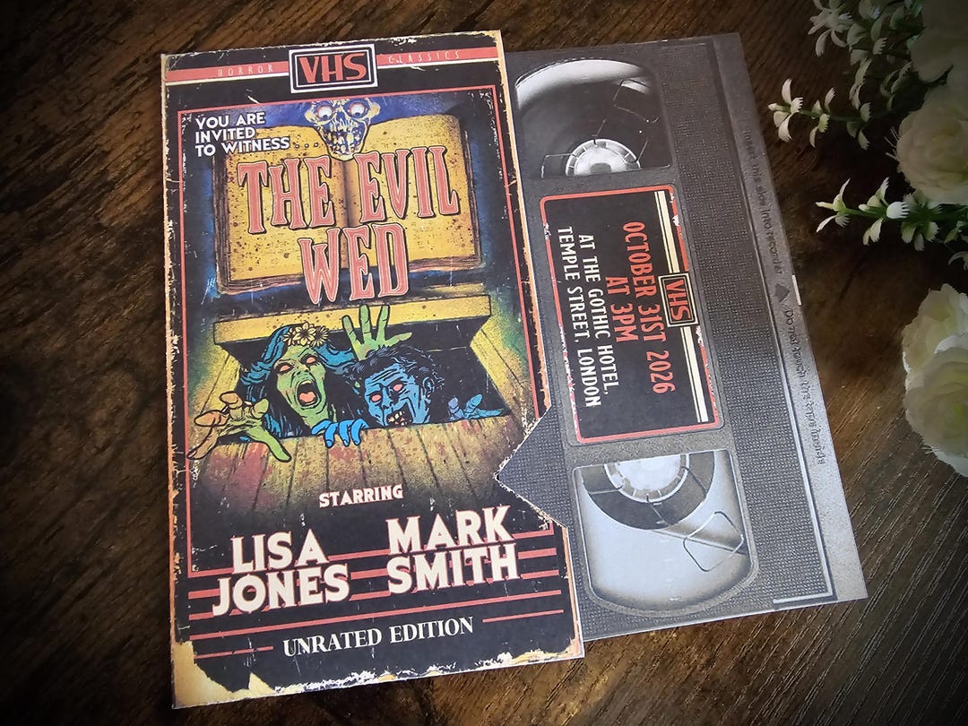 Personalized 80's Horror Movie VHS Spooky Halloween Wedding Invitation ...