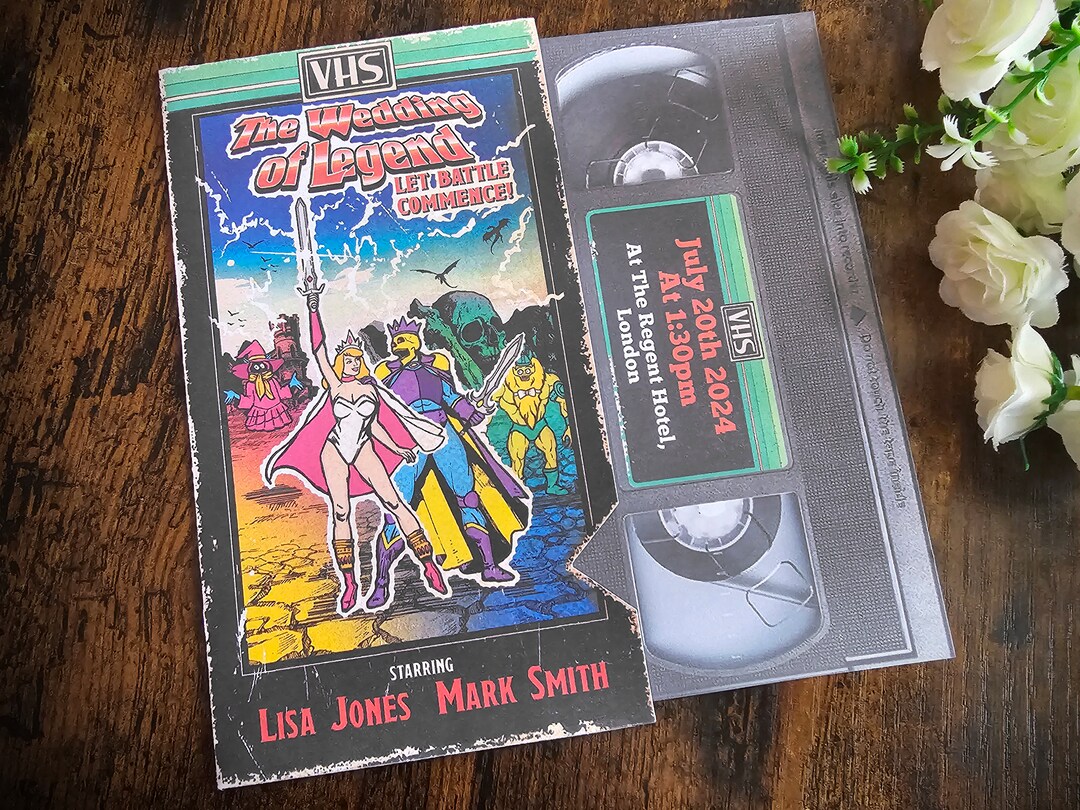 Personalised 80's Fantasy Cartoon VHS Tape Inspired Wedding Invite ...