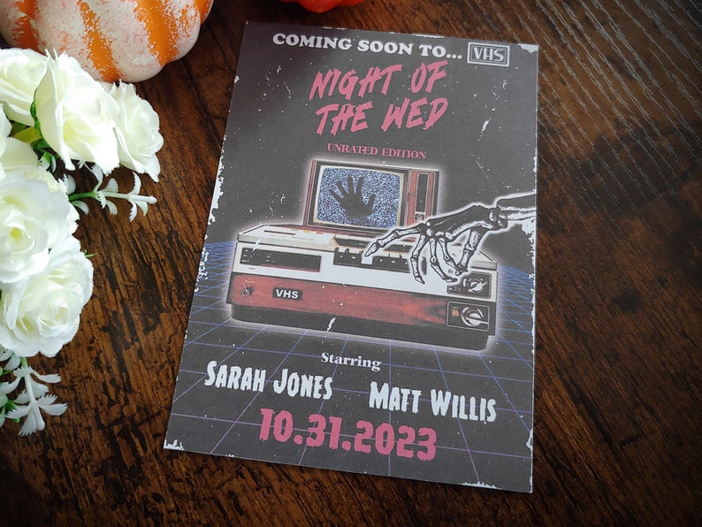 Personalized Zombie Movie VHS Halloween Wedding Invitation With ...