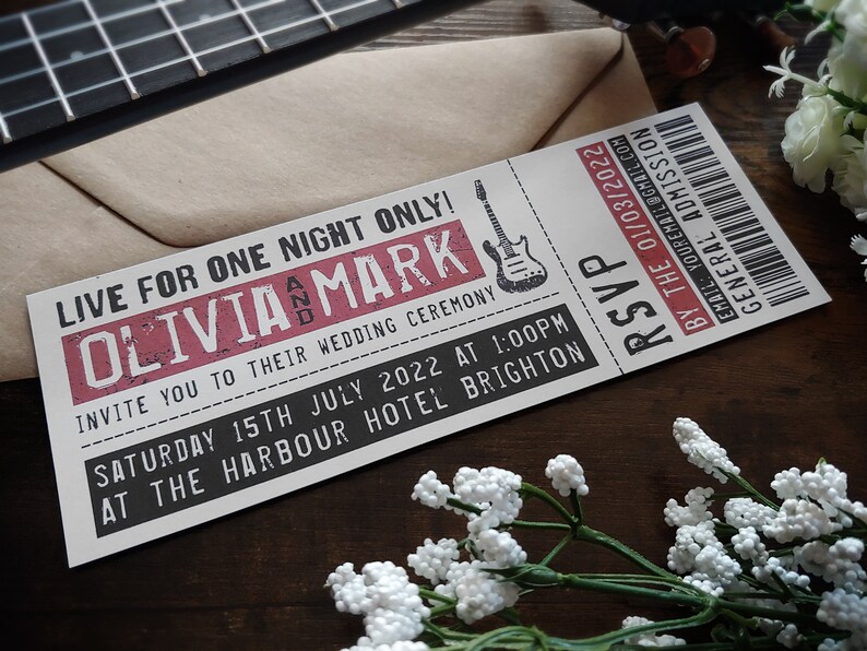 Personalised Rock Concert Gig Ticket Wedding Invite - Etsy